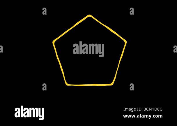 Dynamic pentagon shapes in animated yellow lines on a black background ...