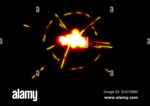 Animated Fire Explosion Sequence with Sparks Effect on Black Background for Visual Effects Stock ...