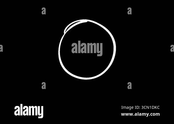 Animated Stroke Drawing of a Circle on Black Background Looping ...