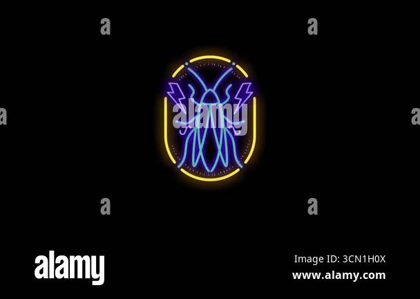Neon Cockroach Pattern Animated Background with Stylish Glowing Insect ...