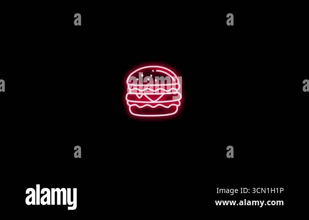 Neon Burger Animation on Black Background - Animated Restaurant Sign ...