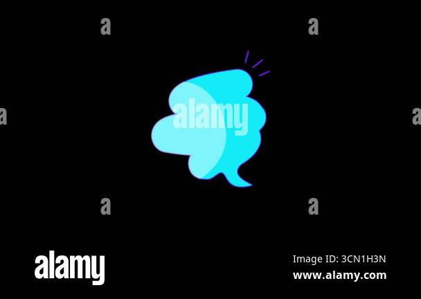 Animated Light Blue Speech Bubble Bursting Sequence on a Black ...