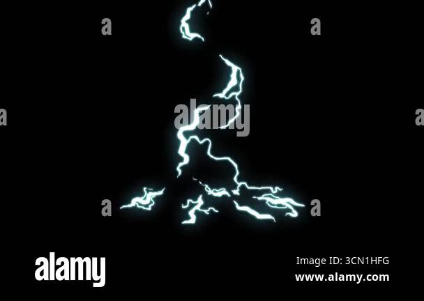 Animated Lightning Strike Sequence on Black Background for Visual ...