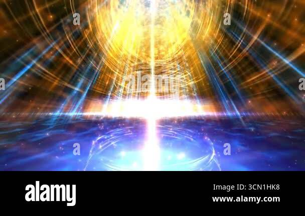 An abstract representation of light and energy radiating from a central ...