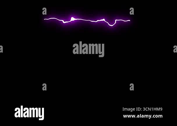 Animated purple lightning strikes on a black background for visual effects and motion graphics ...