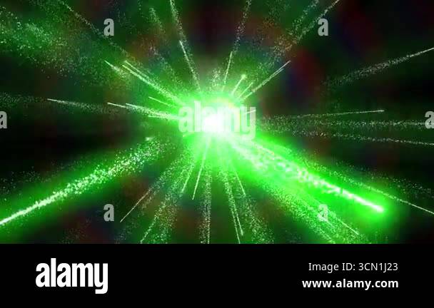 A vibrant green explosion of light and particles, symbolizing energy ...