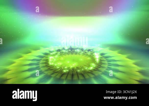 An abstract, colorful digital design featuring swirling green hues and ...