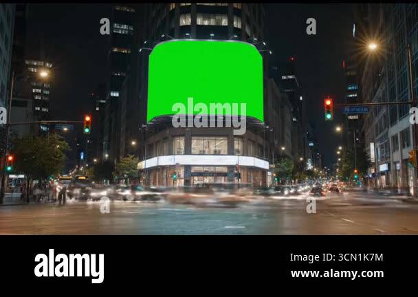 Roadside billboard time lapse with a green screen display. Useful for digital marketing ads ...