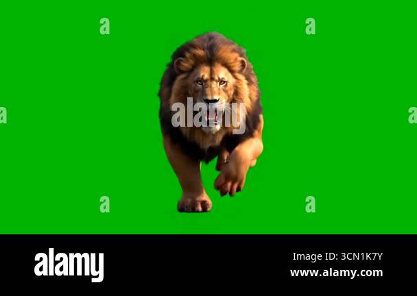Lion Running Animation Green Screen Stock Footage. Looping animation of ...