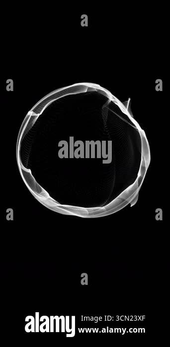 Glowing white particle ring on black background. Abstract circular ...