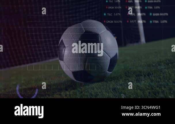 Soccer player swinging foot to kick ball and generating live sports ...