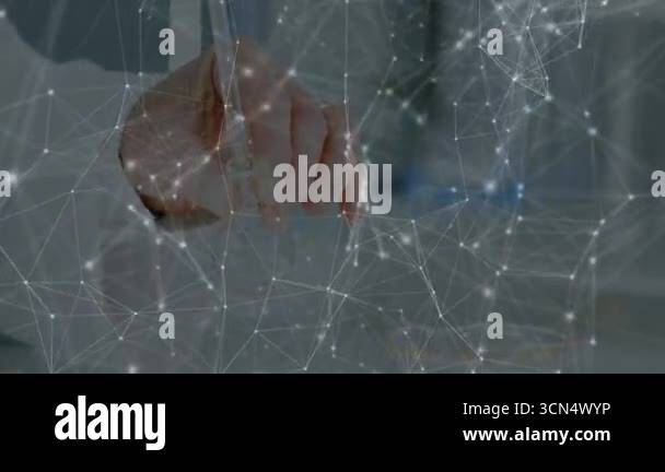 Senior scientist in lab placing pipette into flask, drawing sample ...