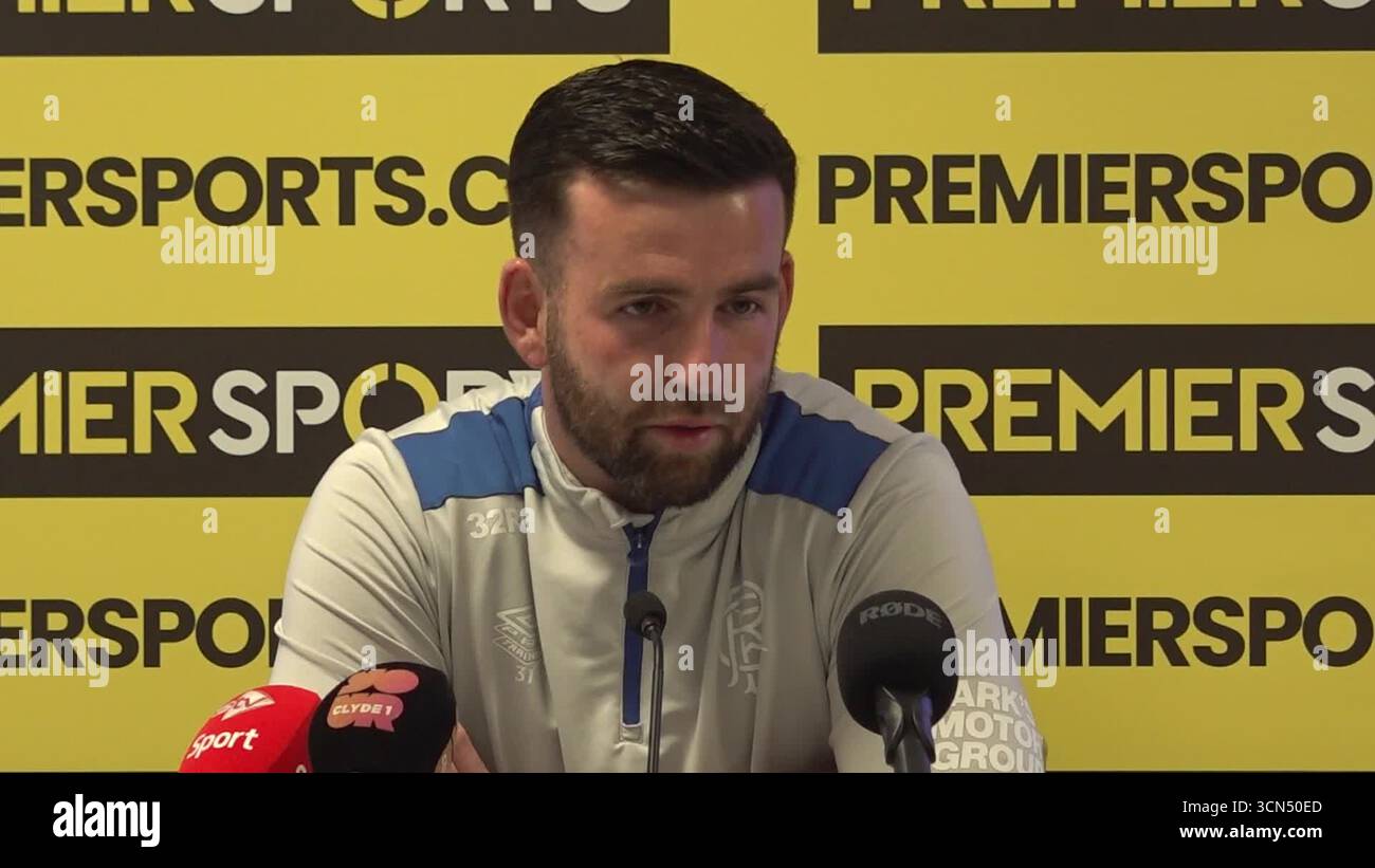 Rangers v Hibernian: Liam Kelly press conference Stock Video Footage ...