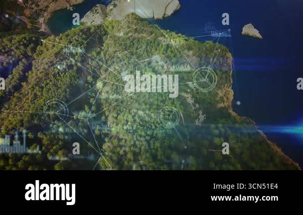 After camera settling, forest peninsula receiving network overlay ...