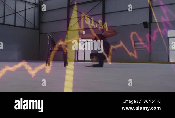 Athlete stepping onto mat starting forearm stand holding scorpion pose ...