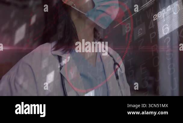Medical doctor with stethoscope responding to year markers and donning ...
