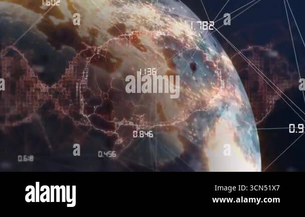 Sunrise illuminating Earth showing pulsing mesh and helix wrapping ...