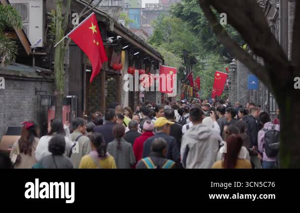 Chengdu, China-11 October, 2024: Slow motion footage of tourists ...