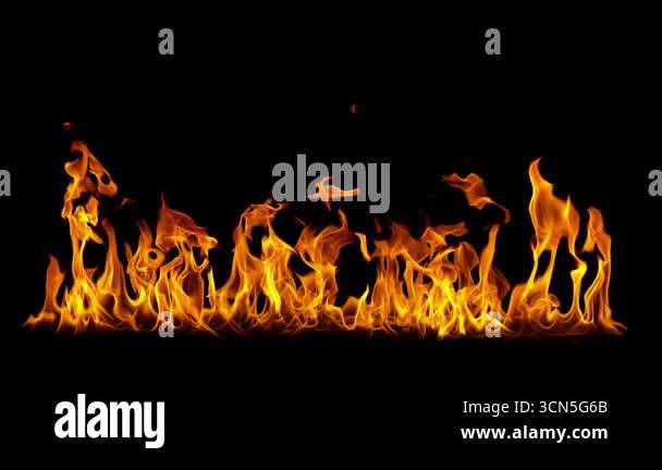 Super Slow Motion Shot of Fire Flames Isolated on Black Background at ...
