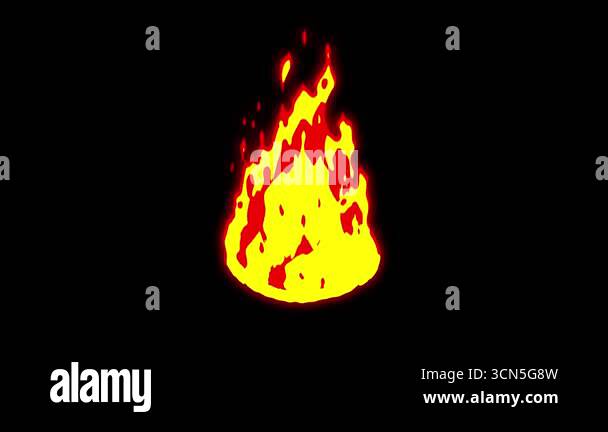 Animated Flames Loop Animation on Black Background for Visual Effects ...
