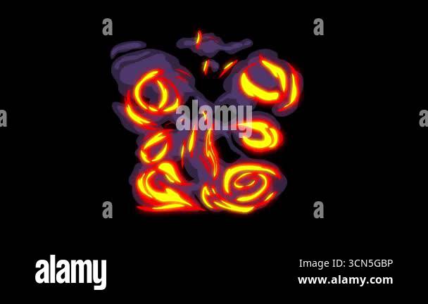 Animated fire explosion sequence with stylized effects for games and ...