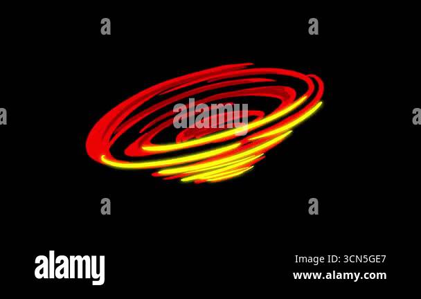 Animated Vortex Effect: Red and Yellow Glowing Energy Trails on Black ...