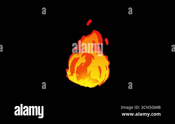 Animated Fire Sprite Sheet Loop: Cartoon Flames Animation with Black ...