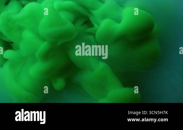 Smoke wave. Blend ink. Defocused green blue color water splash flow ...