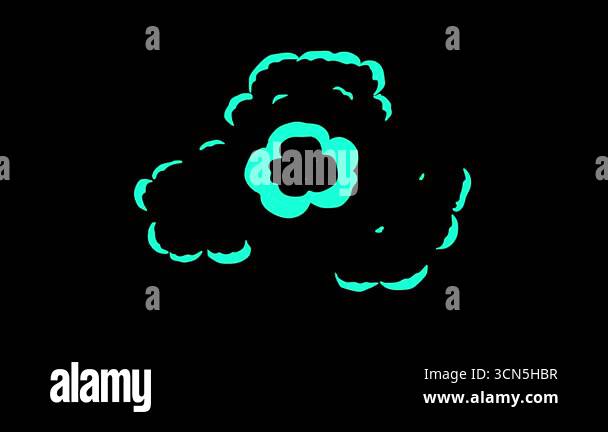 Stylized Cartoon Explosion Animation Sequence in Turquoise for Visual ...