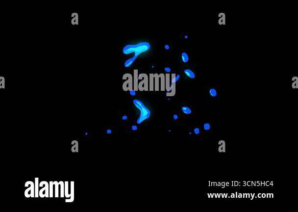 Animated blue water splash effect sequence isolated on black background ...