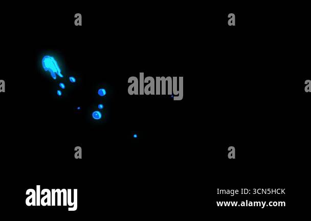 Animated water splash effects on black background for visual effects ...