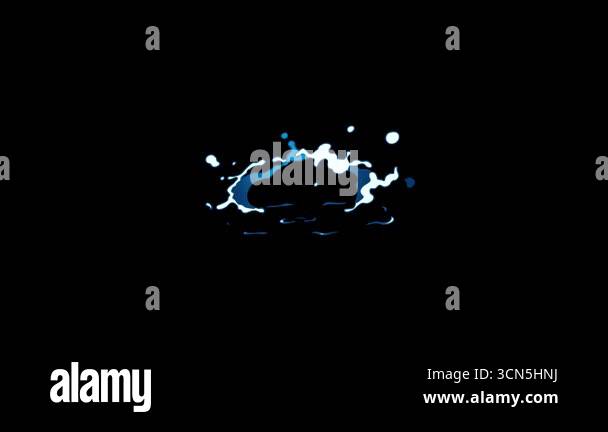 Cartoon water splash animation sequence with various frames on a black ...