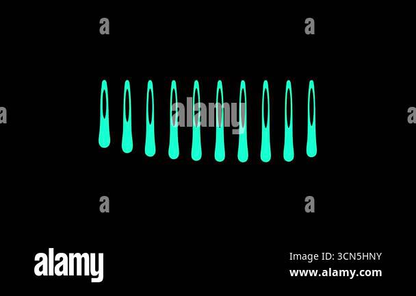 Visual Representation Of Waveform Patterns In Turquoise On Black Background Animation Stock
