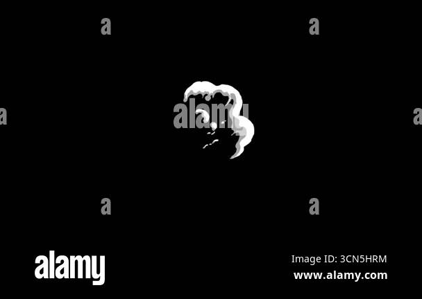 Smoke puff animation sequence on black background for visual effects ...