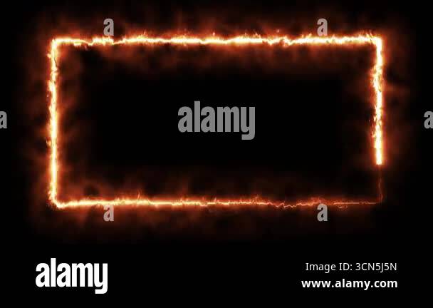 Fire neon light rectangle frame loop animation, Burning neon lights ...