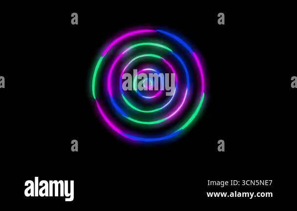 Colorful Concentric Circles Animation on Black Background for Visual ...