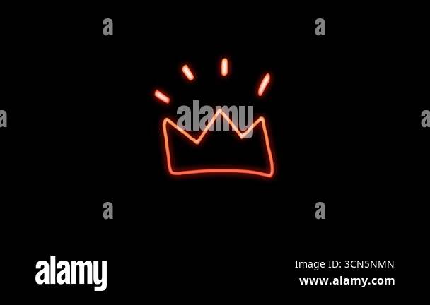 Neon Crowns Animation on Black Background, minimalist glowing crown ...