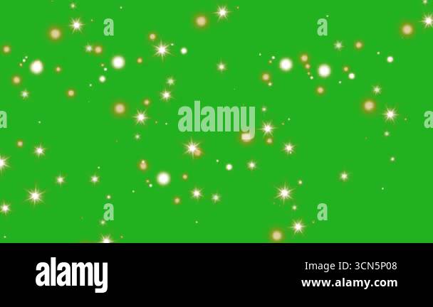 Twinkling stars sparkling effect overlay on a green screen background, perfect for video editing ...