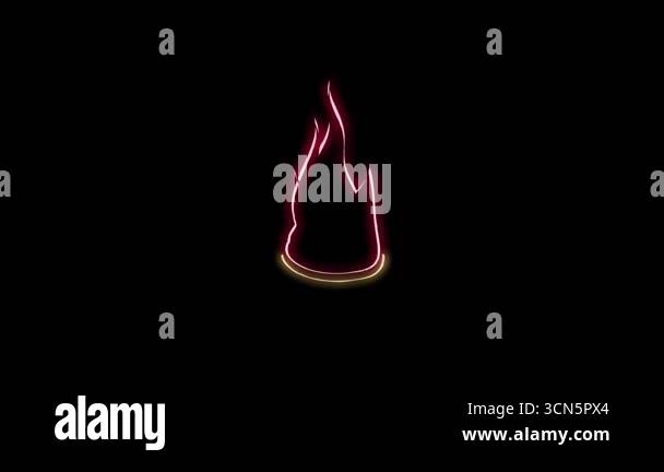 Looping animated neon fire effect elements against a black background ...