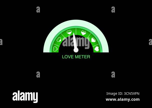 Love meter heart indicator animation on black background. Risk love ...