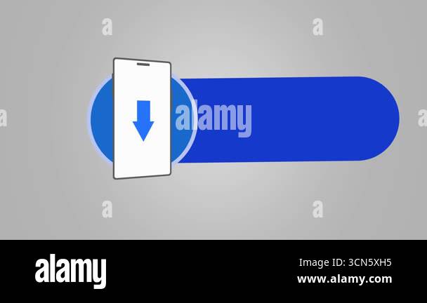 Download Button Animation with Smartphone. download button animation sign, symbol pointing ...