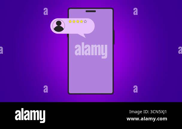 Customer reviews animation. User reviews bubble on smartphone. Feedback ...