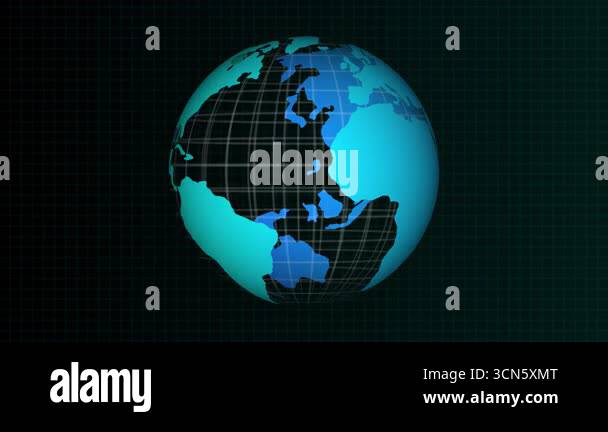 Earth spinning planet isolated on grid background. World globe map ...