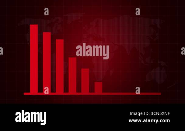 Bad Economy Recession Graph Chart Animation on black background. Bear ...