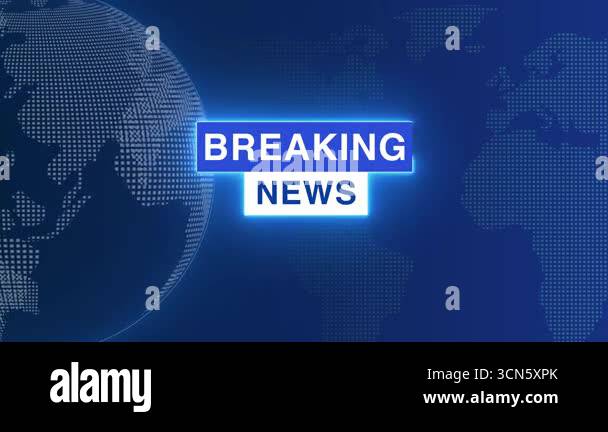 Breaking News intro for TV broadcast news show program with 3D breaking news text and badge ...