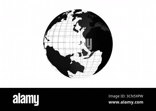 Earth spinning planet isolated on grid background. World globe map ...