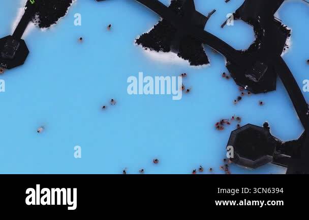 Aerial view of the Blue Lagoon Spa in Iceland, featuring bright blue ...