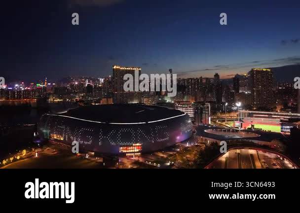 Kai Tak Stadium construction site in Hong Kong, Aug 27 2025 Stock Video ...