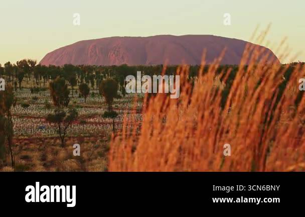 Scenic view of Uluru, also known as Ayers Rock, in Australia's northern territory. The iconic ...