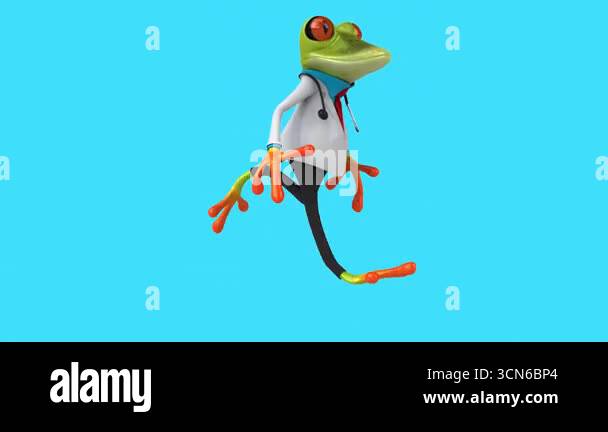 Fun 3D cartoon character. Cute Running Frog Stock Video Footage - Alamy